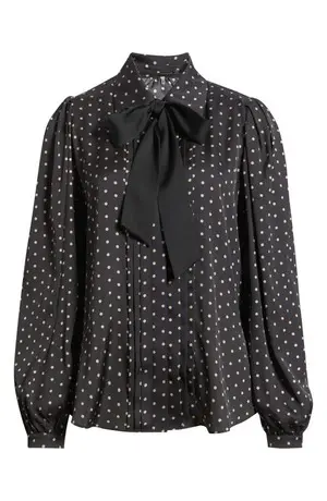 Kobi Halperin Julian Silk Blend Tie Neck Polka Dot Blouse