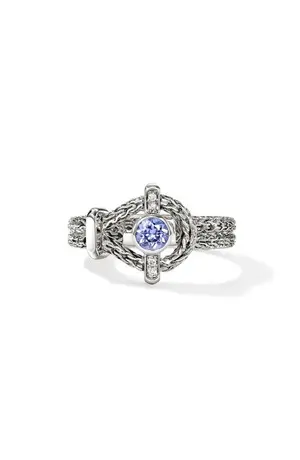 John Hardy Icon Sterling Tanzanite & Diamond Ring - Silver