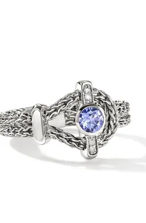 John Hardy Icon Sterling Tanzanite & Diamond Ring