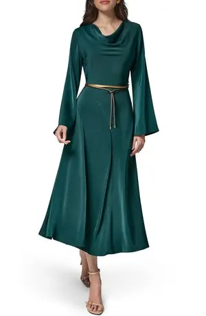 Donna Karan New York Bell Sleeve Satin Midi Dress - Hudson