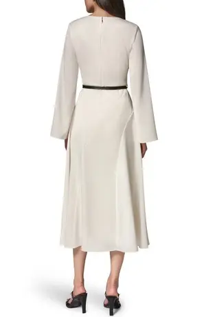 Donna Karan New York Bell Sleeve Satin Midi Dress - Ivory