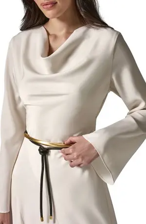 Donna Karan New York Bell Sleeve Satin Midi Dress - Ivory