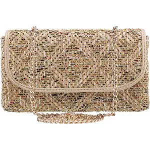 Nina Cerise Textured Clutch With Chain Strap