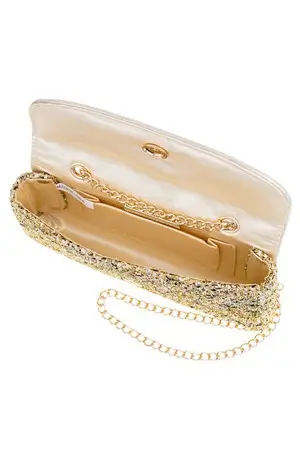 Nina Cerise Textured Clutch With Chain Strap