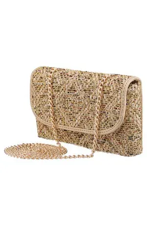 Nina Cerise Textured Clutch With Chain Strap