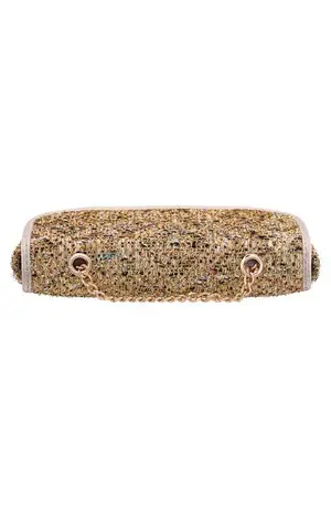 Nina Cerise Textured Clutch With Chain Strap