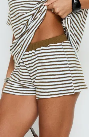 Princess Polly Selvigna Striped Terry Shorts