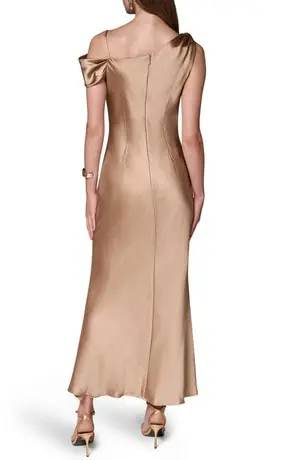 Donna Karan New York Asymmetrical Shoulder Satin Gown