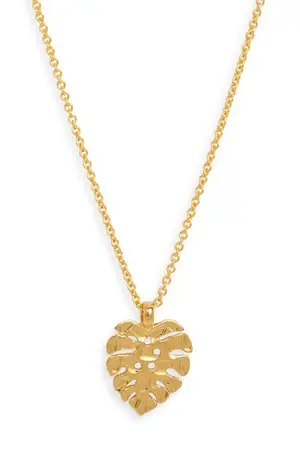 KIARA BY KI-ELE Manini Monstera Leaf Pendant Necklace - Gold