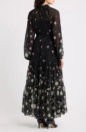 Kobi Halperin Robin Floral Tiered Chiffon Maxi Dress