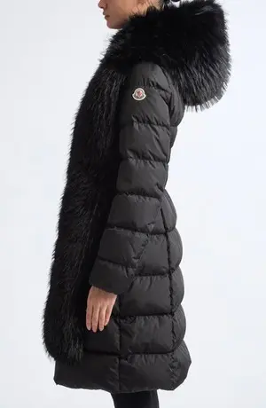 Moncler Textured Faux Fur Bib With Belt