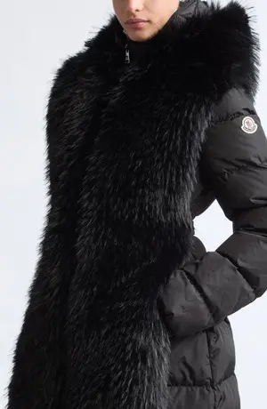 Moncler Textured Faux Fur Bib With Belt