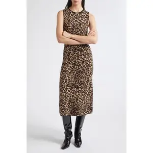 TOCCIN Alessia Sleeveless Wool Maxi Dress With Animal Print