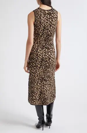 TOCCIN Alessia Sleeveless Wool Maxi Dress With Animal Print