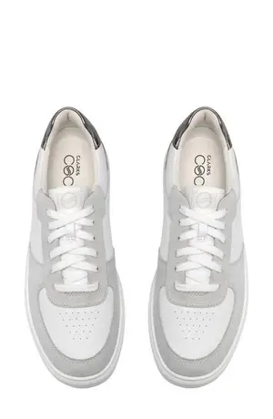 Clarks Court Sneaker With Perforated Leather Upper - Grey Combo