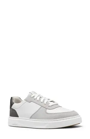 Clarks Court Sneaker With Perforated Leather Upper - Grey Combo
