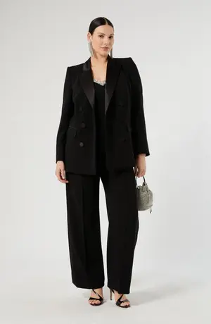 Marina Rinaldi Wide-leg Pants With Satin Stripes