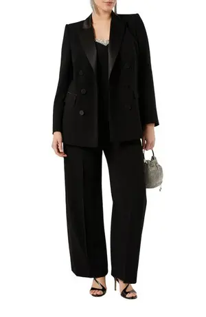 Marina Rinaldi Wide-leg Pants With Satin Stripes