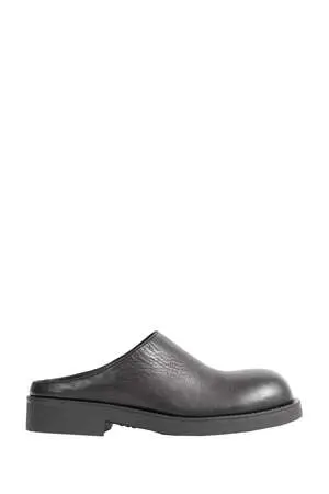 MAISON MARGIELA Leather Round Toe Block Heel Slip-on Mules - Black
