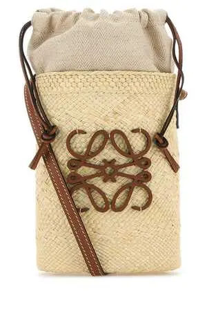 Loewe Sand Iraca Sqaure Pocket Crossbody Bag - Brown
