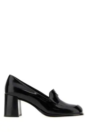 Prada Leather Block Heel Pumps - Black