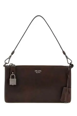 Prada Dark Leather Card Holder - Brown