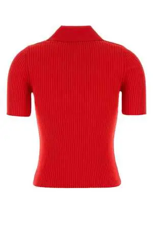 COURREGES Ribbed Viscose Blend Polo Shirt