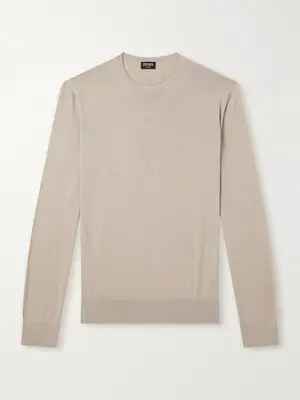 Zegna Cashmere And Silk-blend Sweater - Brown