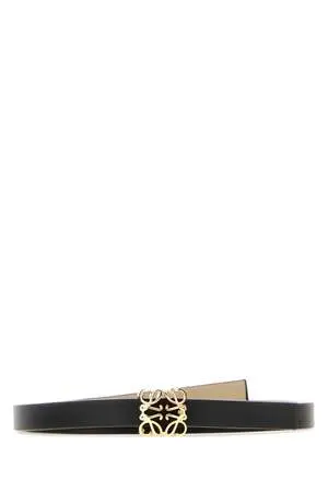 Loewe Leather Belt With Golden Metal Logo - Black