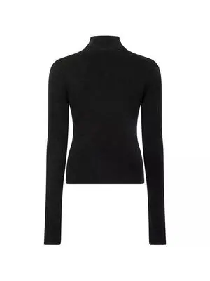 GANNI Ribbed Knit High-neck Sweater - Grey