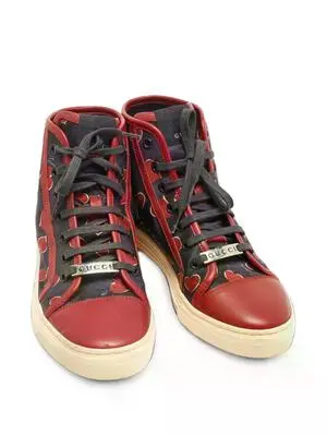 Gucci Heart Print Leather Trim High-top Sneakers
