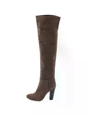 Loro Piana Nubuck Leather Knee-high Block Heel Boots