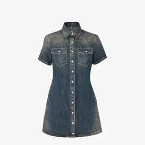 Fendi Slim-fitting Short-sleeved Denim Shirt Dress