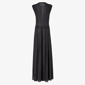 Fendi Sleeveless Silk Satin Maxi Dress With Knot Detail