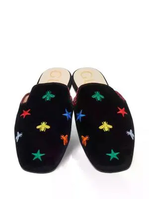 Gucci Princetown Embroidered Velvet Mules