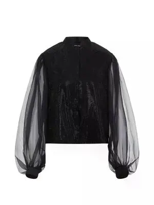 Giorgio Armani Rhinestone-embellished Blouse With Puff Sleeves