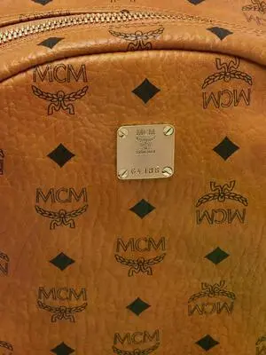 Mcm Stark Visetos Backpack With Gold-tone Stud Embellishment