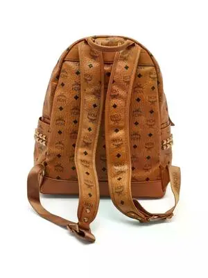 Mcm Stark Visetos Backpack With Gold-tone Stud Embellishment - Brown