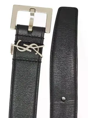 Saint Laurent Cassandre Logo Plaque Belt - Black