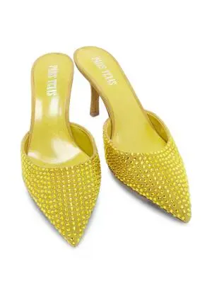 Paris Texas Crystal-embellished Suede Pointed-toe Stiletto Mules