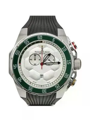 BERNHARD H MAYER Chronograph Watch With -tone Dial And Black Rubber Strap - Silver