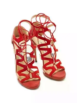 JIMMY CHOO Lace-up Ankle Strap Stiletto Sandals