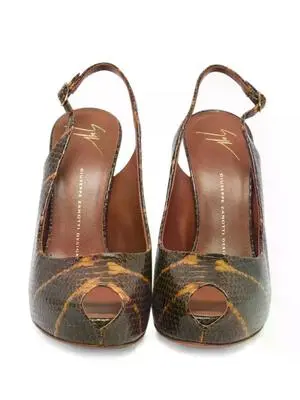 GIUSEPPE ZANOTTI Python-embossed Slingback Pumps