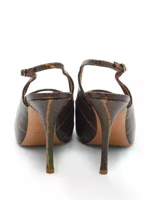 GIUSEPPE ZANOTTI Python-embossed Slingback Pumps - Brown