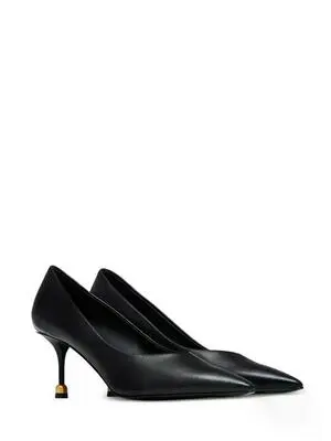 VANDA NOVAK Pola Pointed-toe Pumps With Gold-tone Hardware