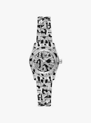Michael Kors Petite Lexington Animal Print Pavé Watch - Silver
