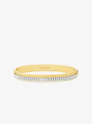 Michael Kors Pavé Two-tone Fluted Bangle In By - Silver