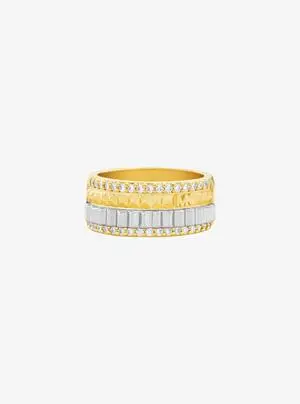 Michael Kors Pavé Two-tone Fluted Ring In Size By