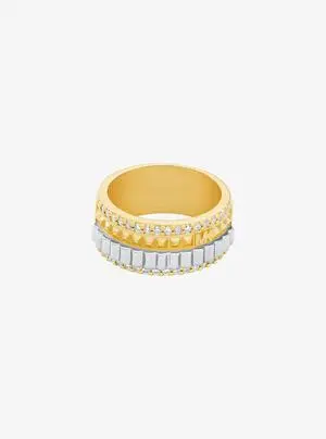 Michael Kors Pavé Two-tone Fluted Ring In Size By