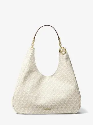 Michael Kors Ellie Large Signature Logo Shoulder Bag - Natural